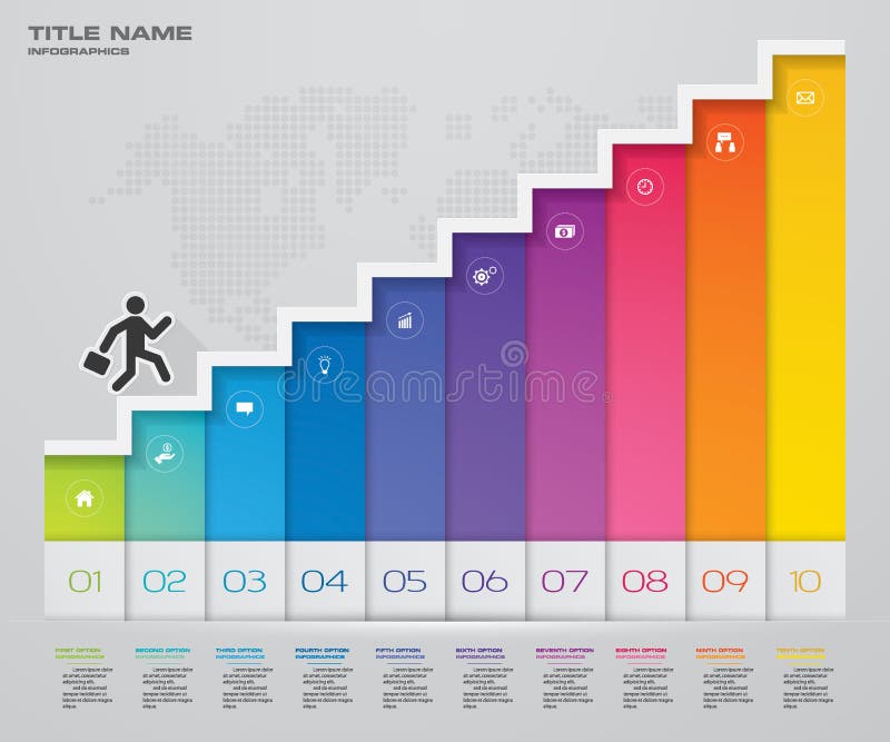 10 Steps Staircase Infographic Element for Presentation. Stock Vector ...