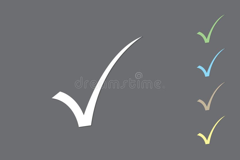 A Set of Colorful Correct Signs or Marks Vector Illustration on Dark ...