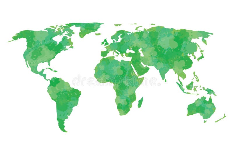 A Green World Map or Atlas of Different Countries with Borders Stock ...