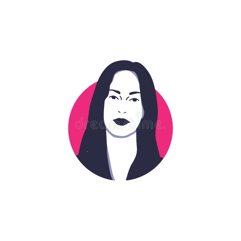 Megan Fox Long Hair Face Vector Illustration Isolated Simple Style ...