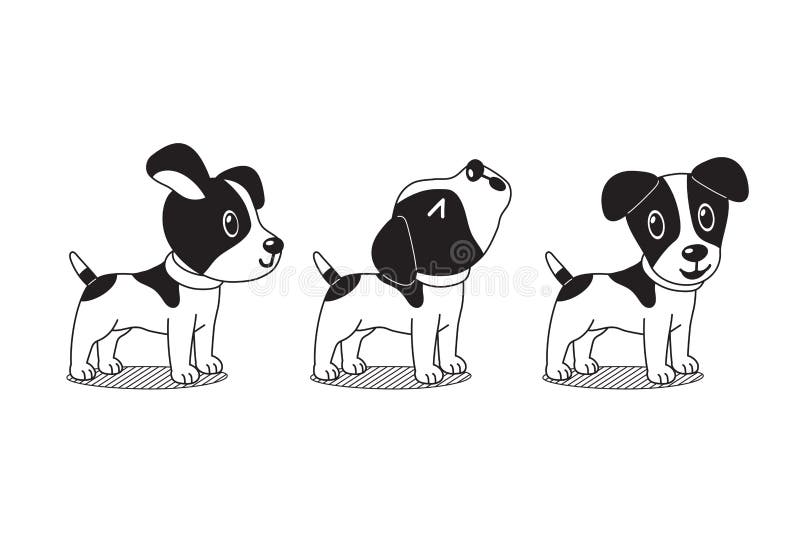 Vector Cartoon Character Cute Jack Russell Terrier Dog Poses Stock ...