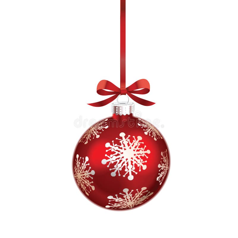 Christmas Ornament with Red Ribbon. Vector Illustration Stock Vector ...