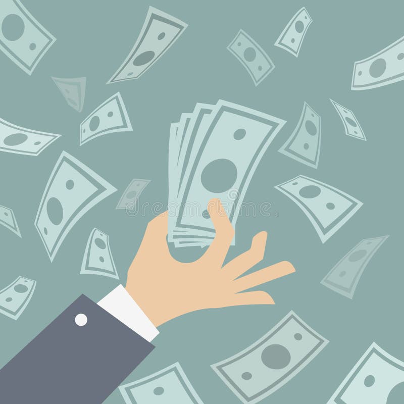 Hand of Business Man Holding Spread of Cash. - Illustration Stock ...