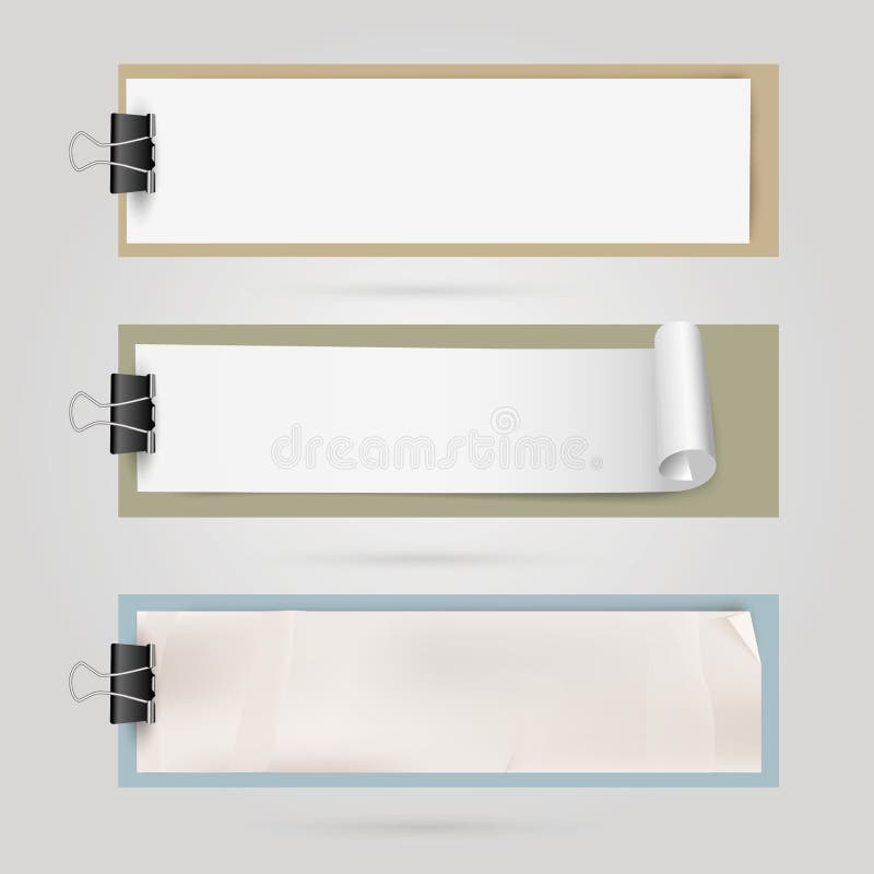 Horizontal Note Papers with Place for Your Text. Vector Illustration ...