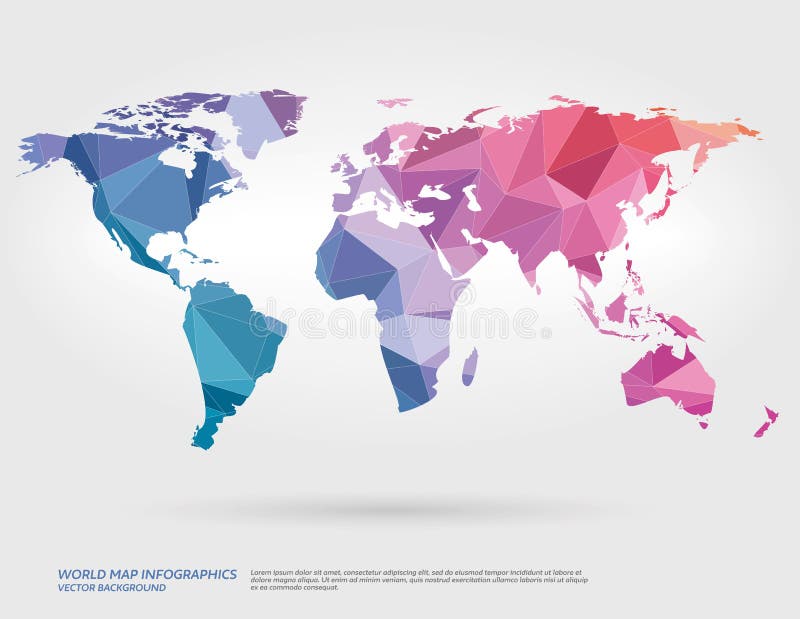 Vector World Map with Polygons in Background. - Illustration Stock ...