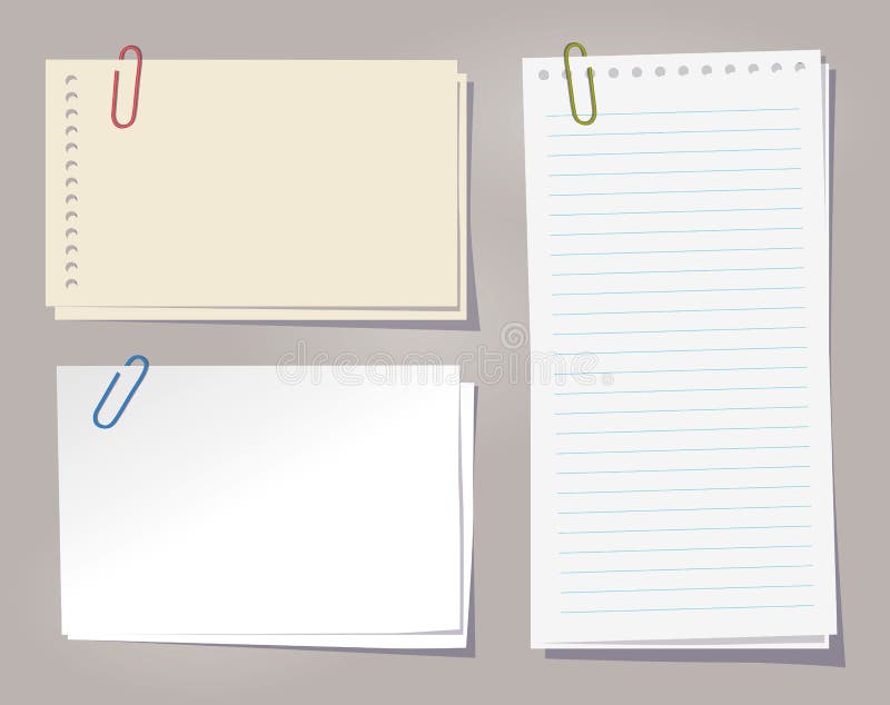 Horizontal Note Papers with Place for Your Text. Vector Illustration ...
