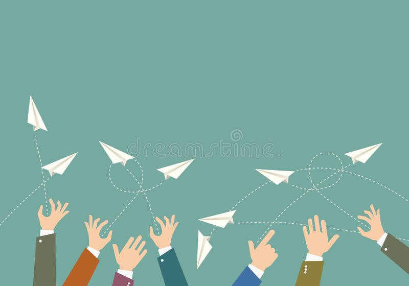 The Hands Throw Paper Airplanes. - Illustration Stock Vector ...