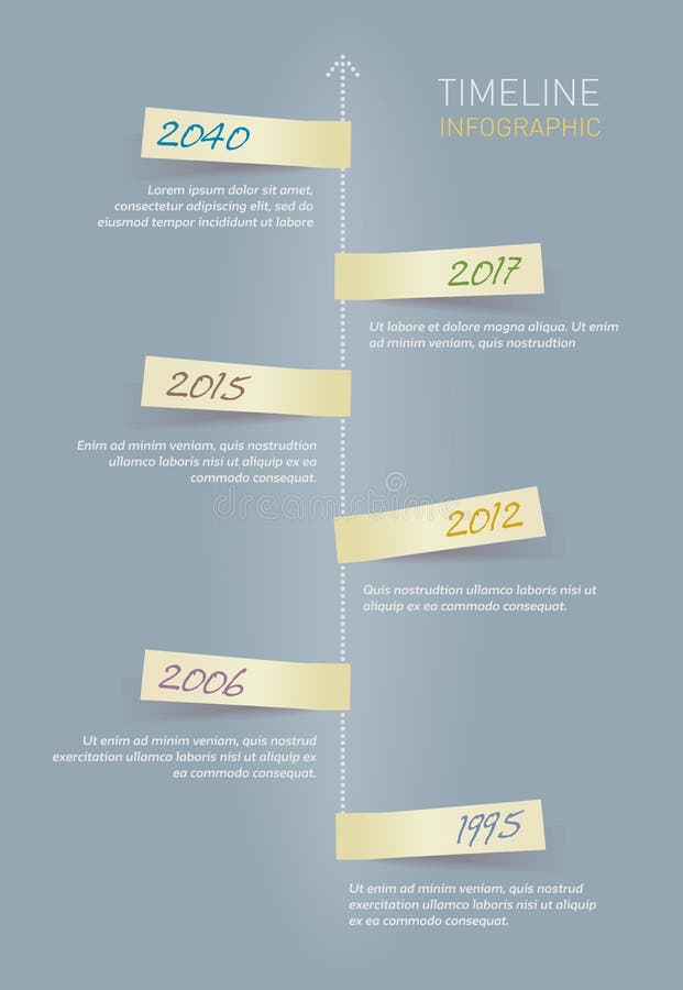 Vector Info Graphic Timeline with Paper Yellow Stickers. Vector ...