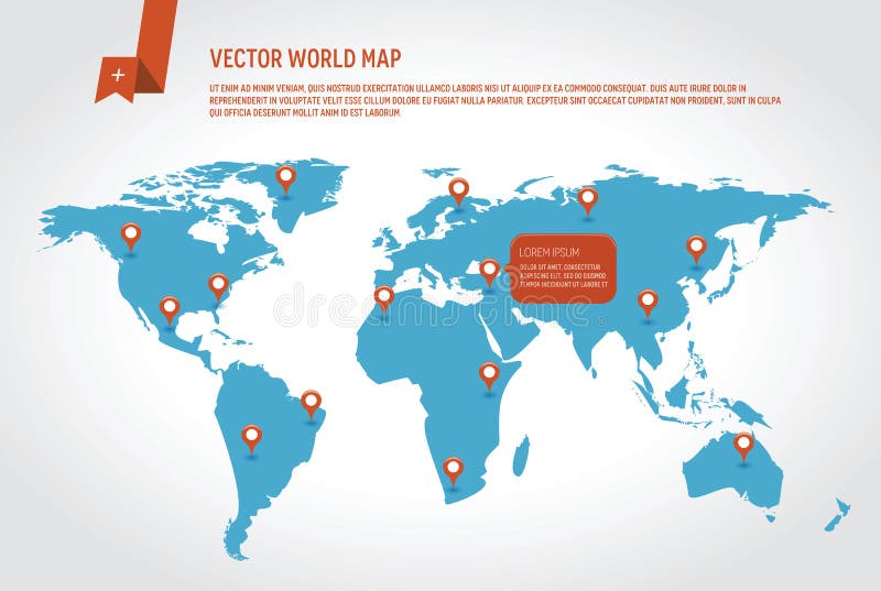 Vector World Map with Pointers. - Illustration Stock Vector ...