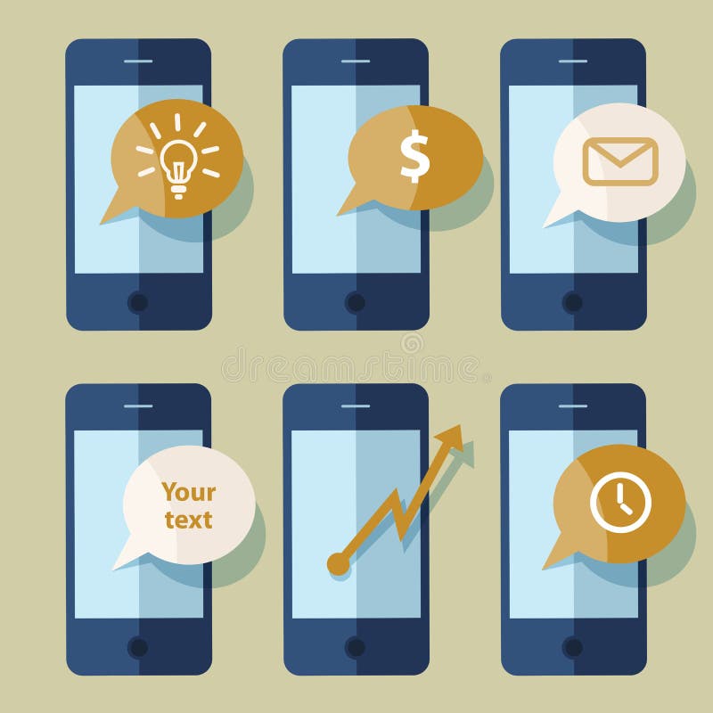 Mobile Phones with Icons. Vector Illustration Stock Vector ...