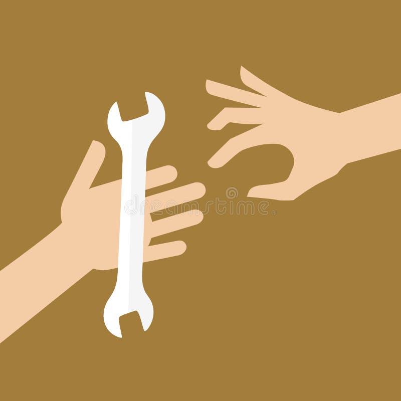 Hand Giving Wrench. Concept for Business Solutions. Vector Illustration ...