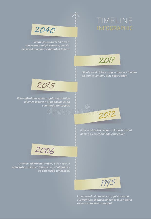 Vector Info Graphic Timeline with Paper Yellow Stickers. Vector ...