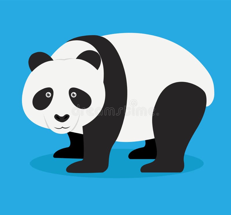 Cute Panda Flat Design Vector Illustration Isolated on White Stock ...