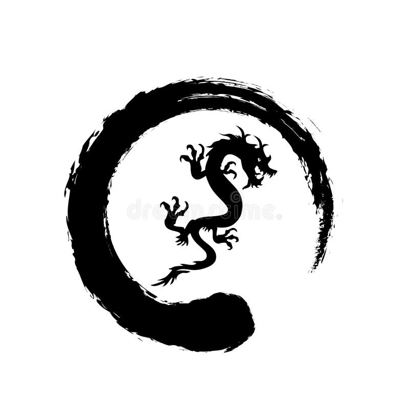 Zen dragon stock vector. Illustration of animal, black - 136433690