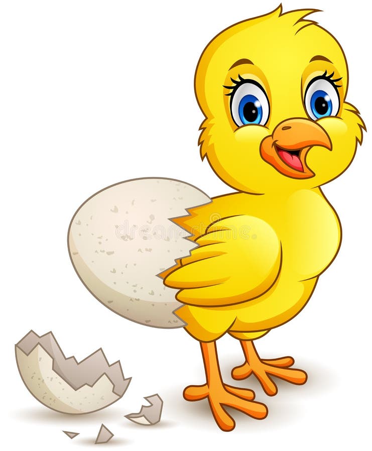 Cartoon Little Chick with Egg Stock Vector - Illustration of holiday ...