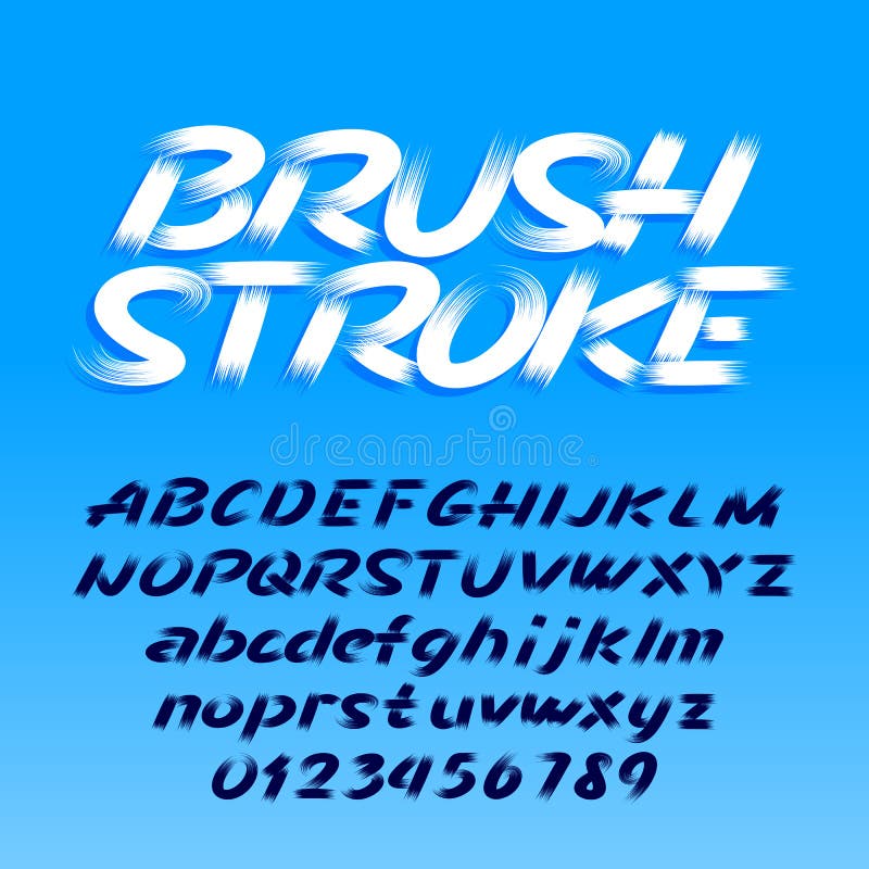 Brush Stroke Alphabet Typeface. Uppercase and Lowercase Handwritten ...