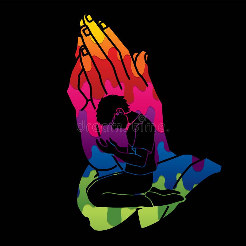 Man Prayer, Praise To the Lord Graphic Vector Stock Vector ...