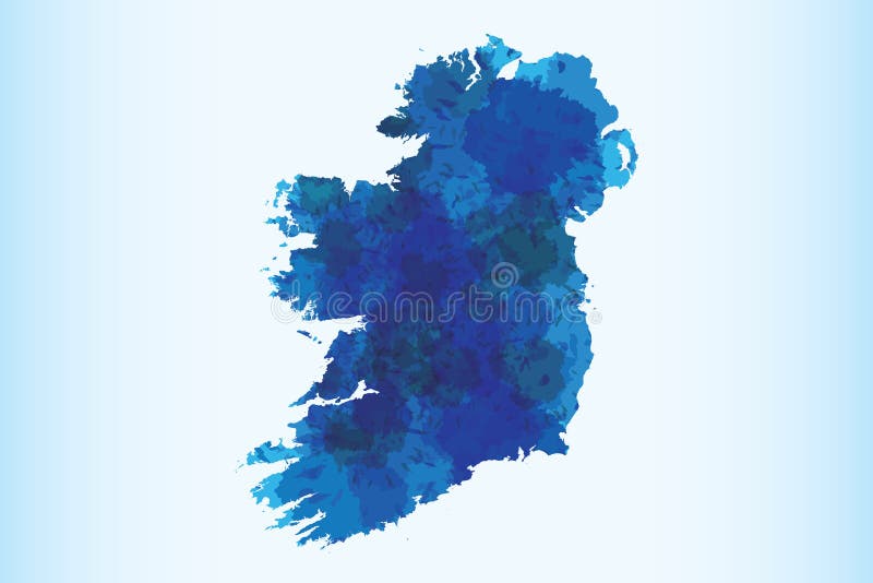 Ireland Watercolor Map Vector Illustration of Blue Color on Light ...
