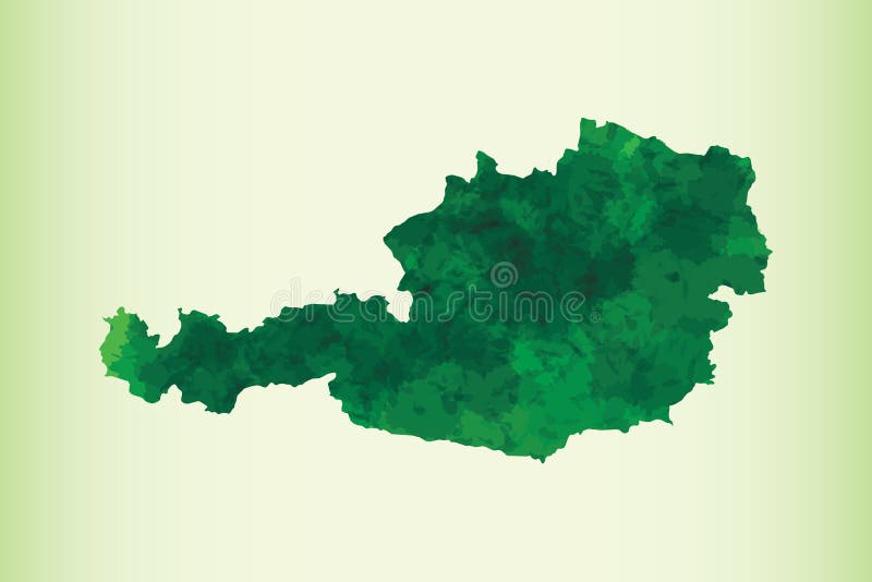 Austria Watercolor Map Vector Illustration of Green Color on Light ...