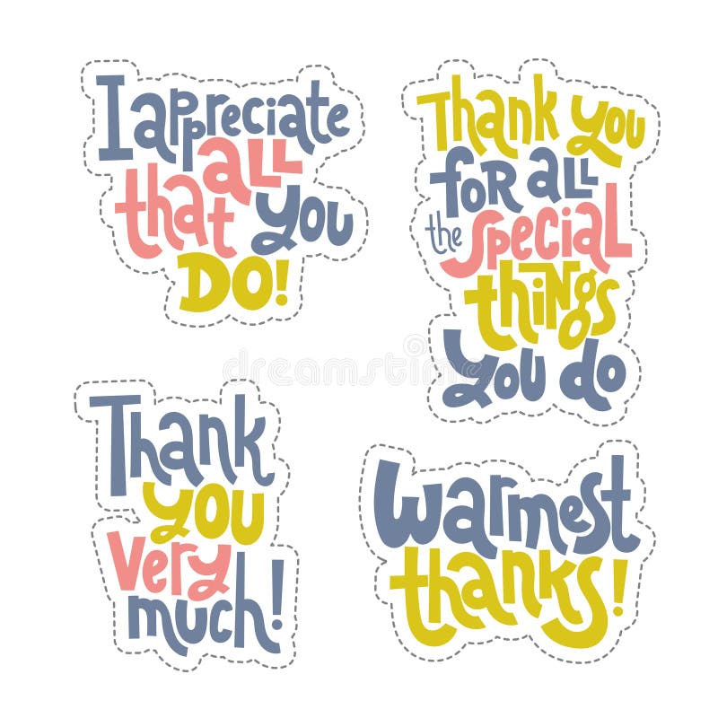 Thank You Quotes and Stickers Stock Vector - Illustration of ...