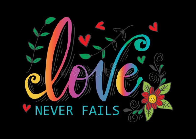 Love Never Fails Hand Lettering Inscription. Stock Vector ...