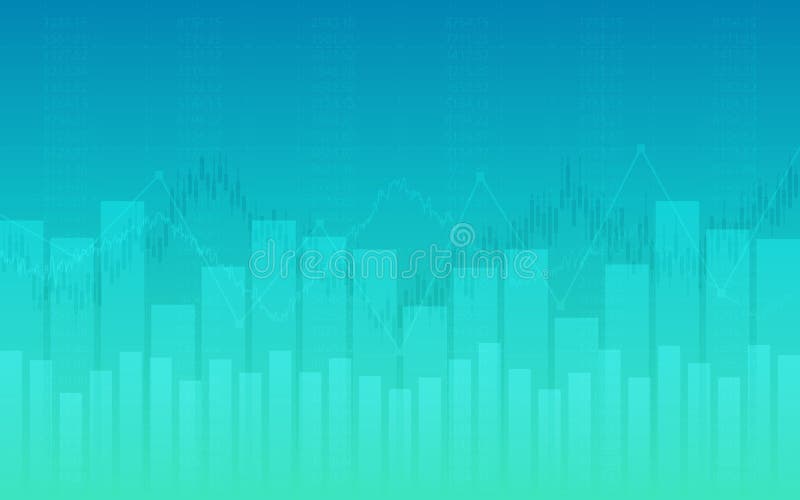 Abstract Financial Chart with Line Graph and Bar Chart on Blue Color ...