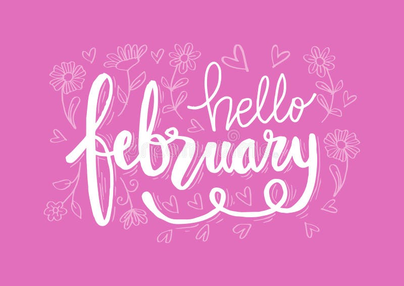 Hello February Hand Lettering Stock Vector - Illustration of print ...