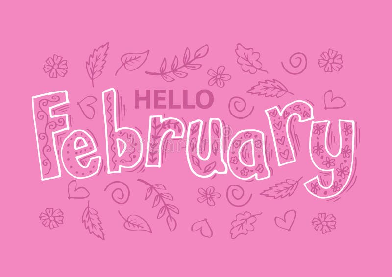 Hello February Hand Lettering Stock Vector - Illustration of print ...