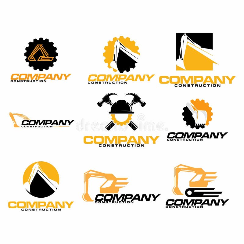 Set of Engineering and Excavator Logo Design Template Stock ...