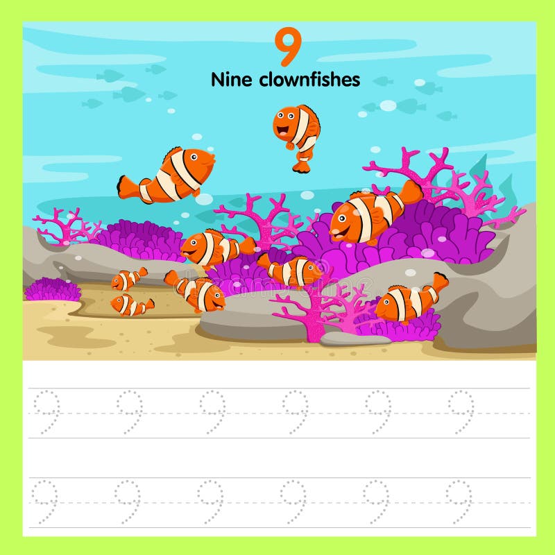 Fishes. Number 5 Five. Learning Counting, Mathematics Stock Vector ...
