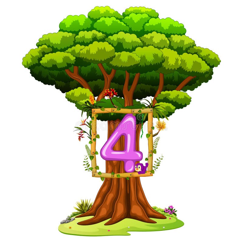 A Tree with a Number Seven Figure on a White Background Stock Vector ...