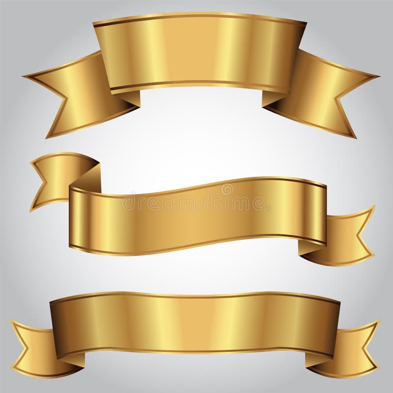 Golden Realistic Luxury Ribbons Set Stock Vector - Illustration of ...