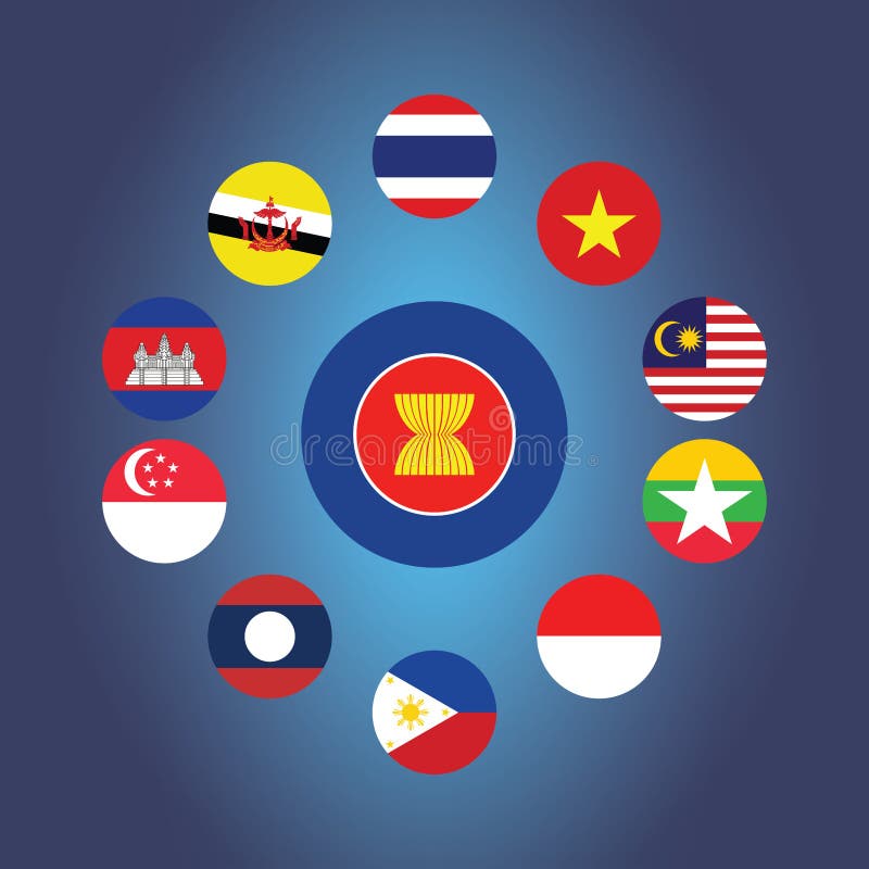 AEC Asean Economic Community Flag Symbols. Vector Illustration Stock ...