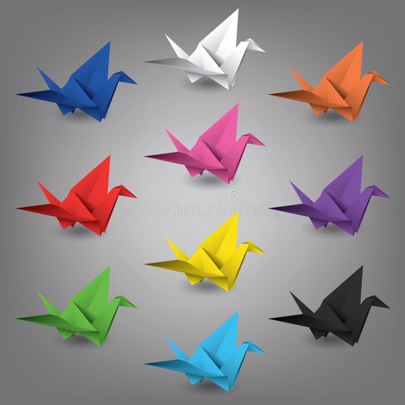 Paper cranes stock vector. Illustration of creative - 137576863