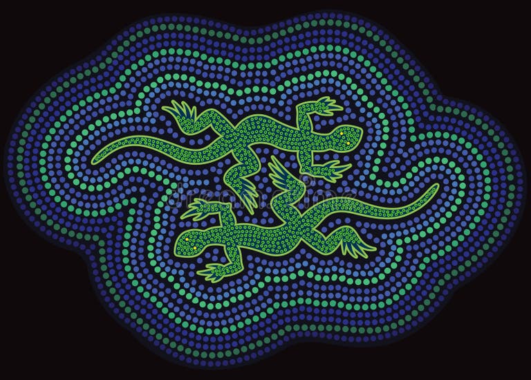 Ethnic Illustration with Lizards Stock Vector - Illustration of hippie ...