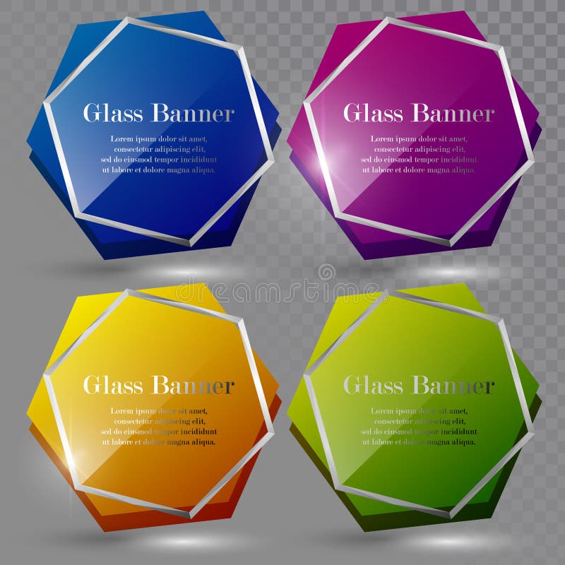 Set of glass banners stock vector. Illustration of light - 137596702