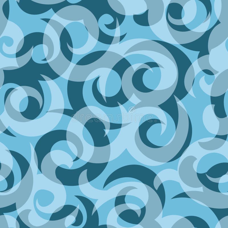 Seamless Pattern with Blue Swirls Stock Vector - Illustration of nature ...