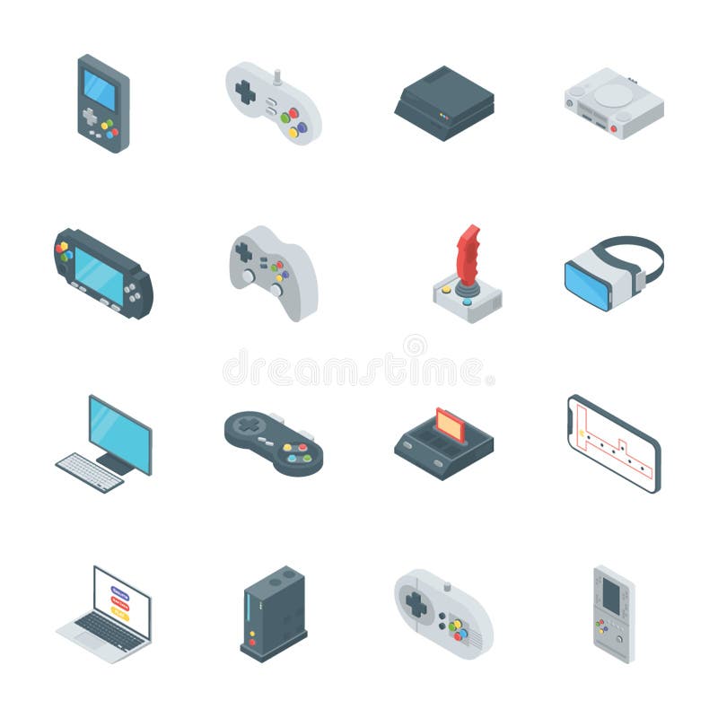 Gaming Gadgets Icons stock illustration. Illustration of interface ...