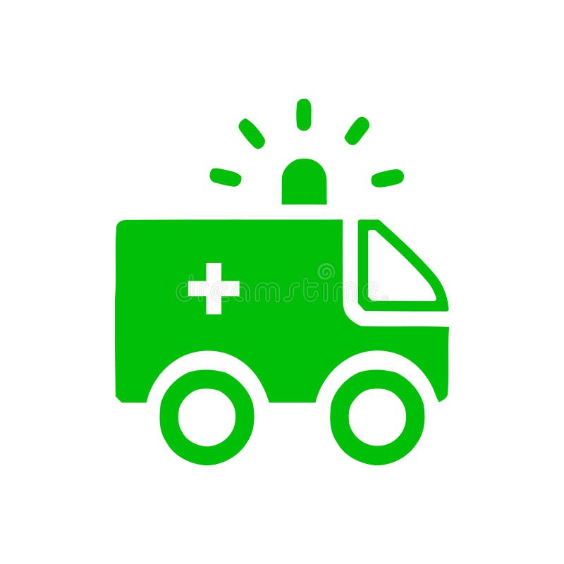 Ambulance , Car, Hospital Bus Green Icon Stock Illustration ...
