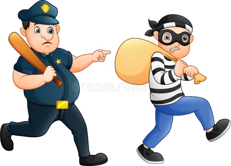 Policeman Tries To Chase a Thief Stock Vector - Illustration of ...