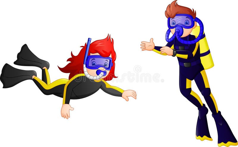 Cartoon Style Boy in Diving Swim Suit Stock Vector - Illustration of ...