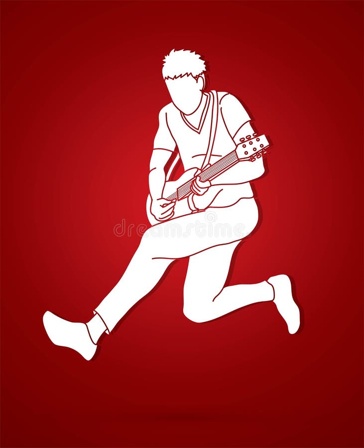 Musician Playing Electric Guitar, Music Band Graphic Stock Vector ...