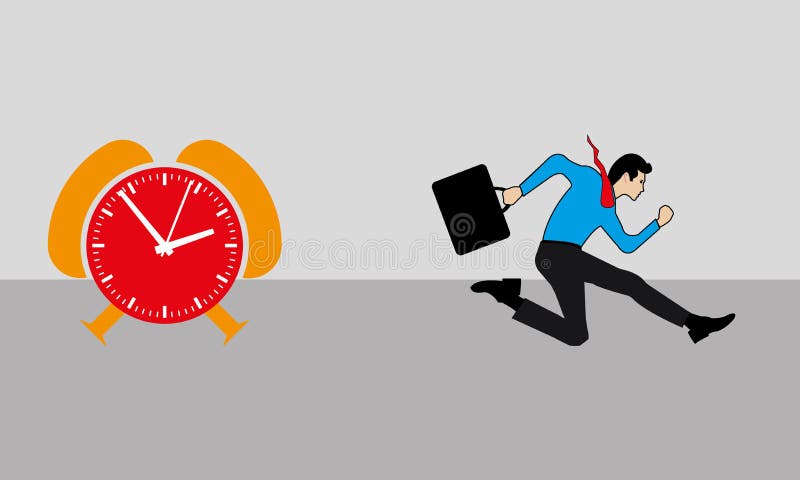 Business Man Running and an Orange & Red Time Clock Stock Vector ...