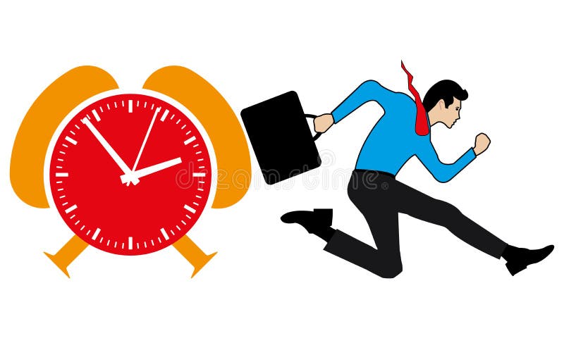 Business Man Running and an Orange & Red Time Clock Stock Vector ...