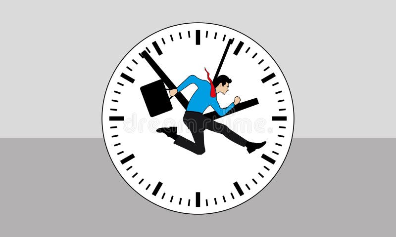 Business Man Running and an Orange & Red Time Clock Stock Vector ...