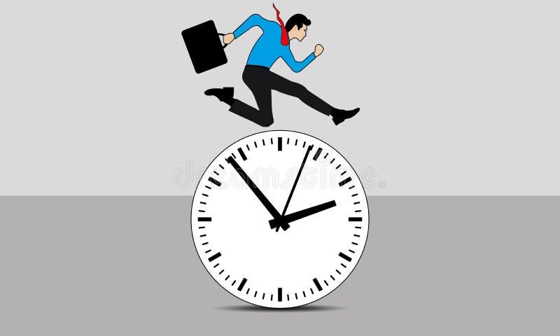 Business Man Running and an Orange & Red Time Clock Stock Vector ...