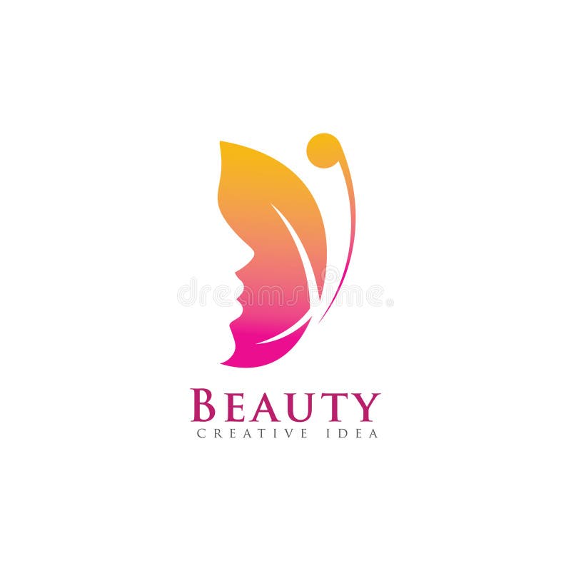 Beautifull Butterfly with Women Face Logo Template Stock Illustration ...