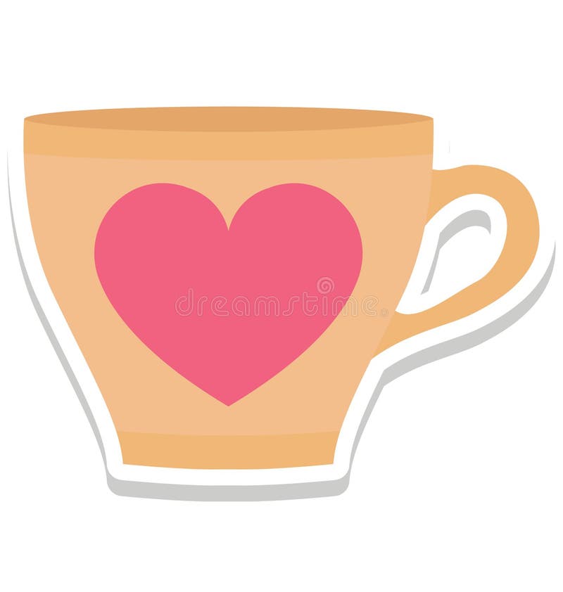Heart Teacup Isolated Vector Icon Heart Teacup Isolated Vector Icon ...