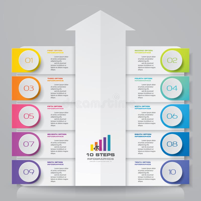10 Steps Arrow Timeline Infographic Element. 10 Steps Infographic ...