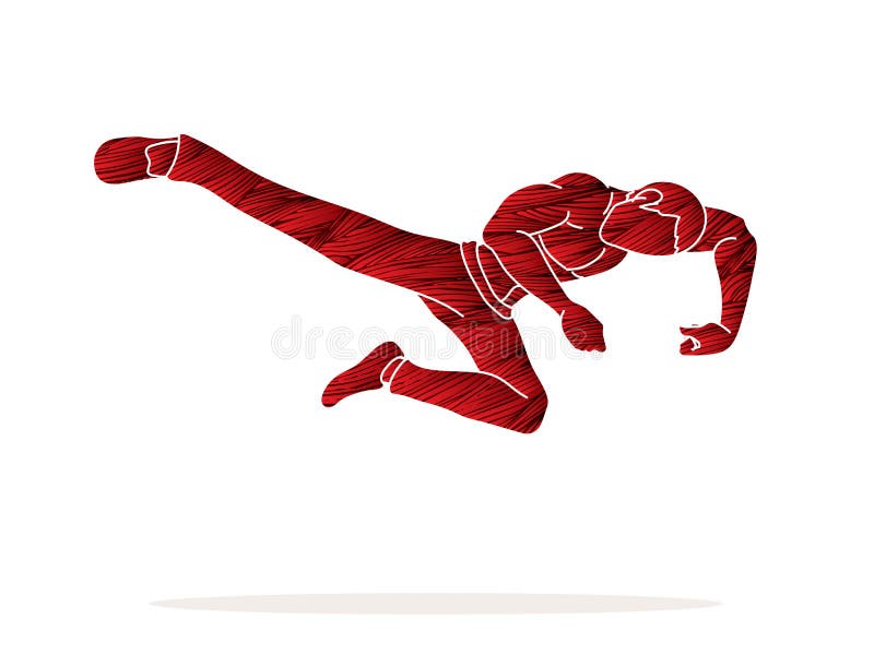 Kung Fu Jump Kick Cartoon Graphic Stock Vector - Illustration of master ...